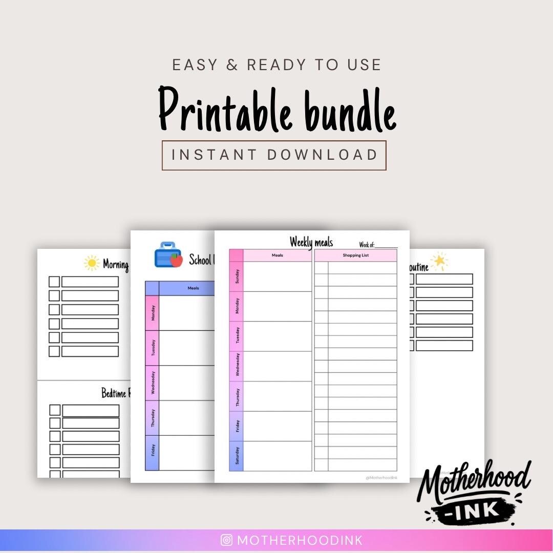 Printable Family Organizer Pack | Routines, Checklists & Calendars for ...