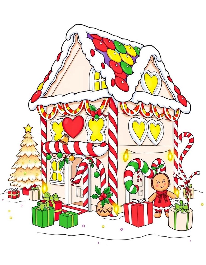 Gingerbread House Coloring Book for Kids & Adults – Christmas Holiday ...