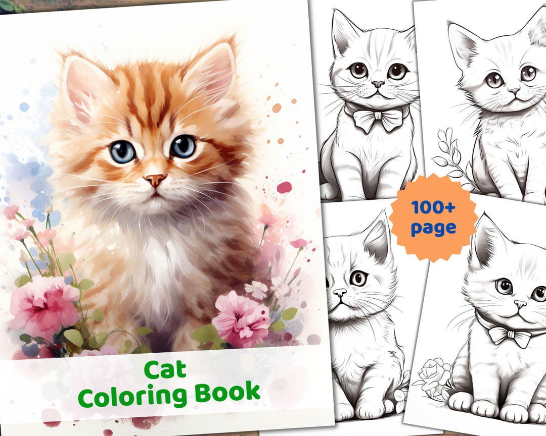 Cute Cat Coloring Book for Kids & Adults | Adorable Kittens Coloring ...
