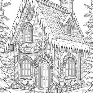 Gingerbread House Coloring Book for Kids & Adults – Christmas Holiday ...