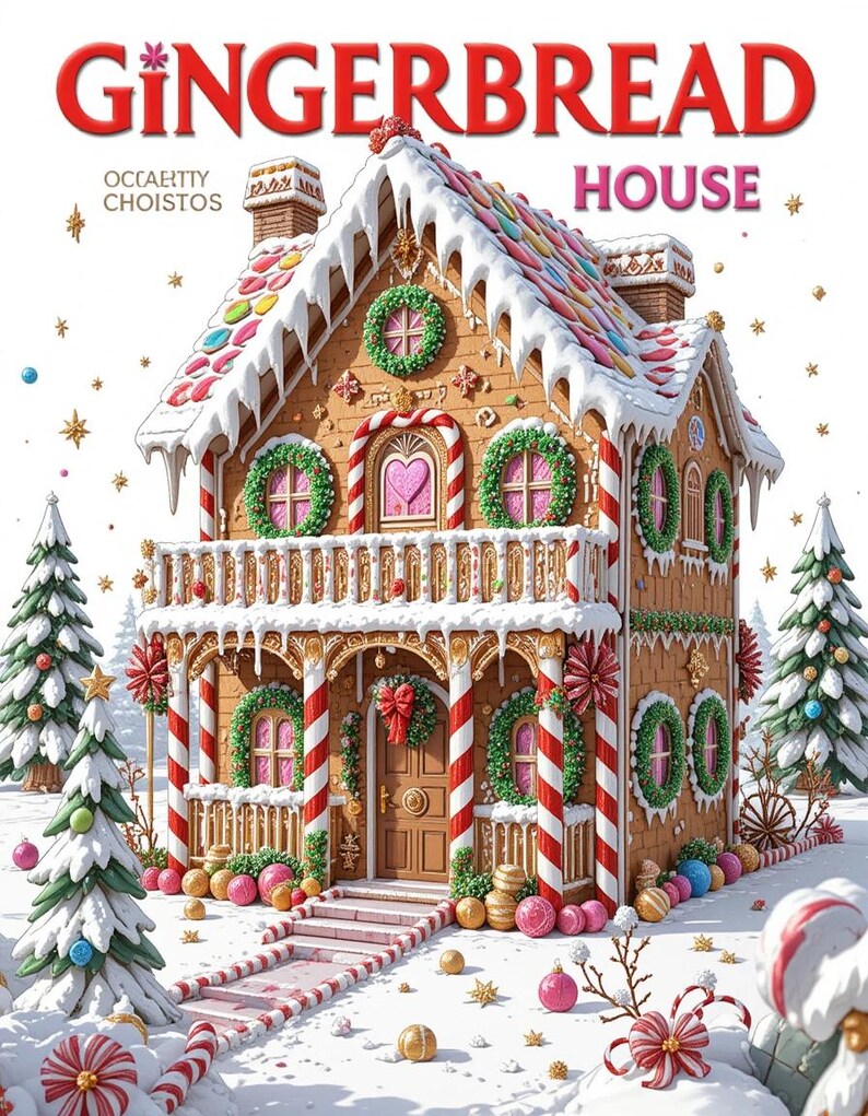 Gingerbread House Coloring Book for Kids & Adults – Christmas Holiday ...