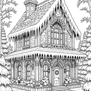 Gingerbread House Coloring Book for Kids & Adults – Christmas Holiday ...