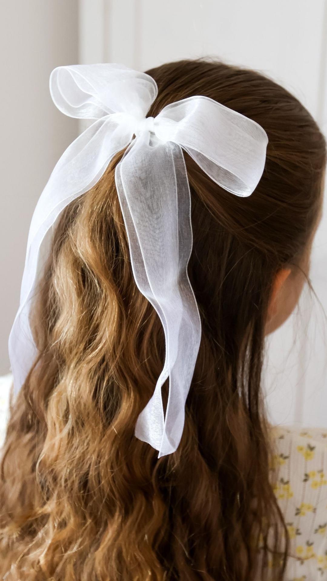White Communion Sheer Bow Clip | First Holy Communion Hair Accessory ...