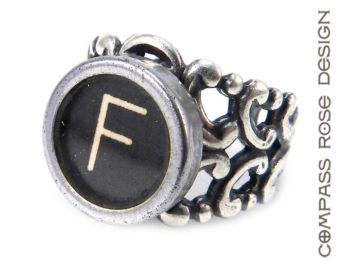 Vintage Ring Typewriter Key Initials - Steampunk Ring - Letter F Ring ...