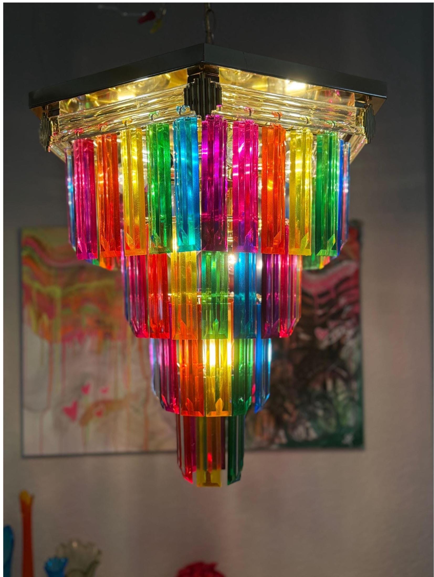 Vintage Rainbow Chandelier – Hand-colored, One-of-a-kind Statement ...