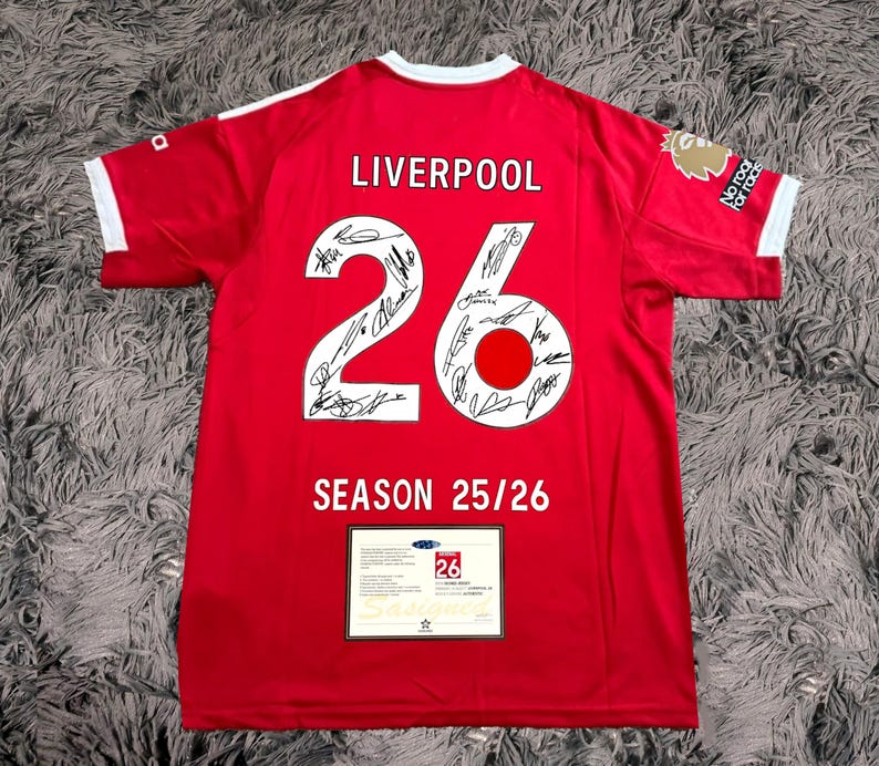 Liverpool FULL 2025 SIGNED Team Squad Signature Jersey/shirt + COA 25/ ...