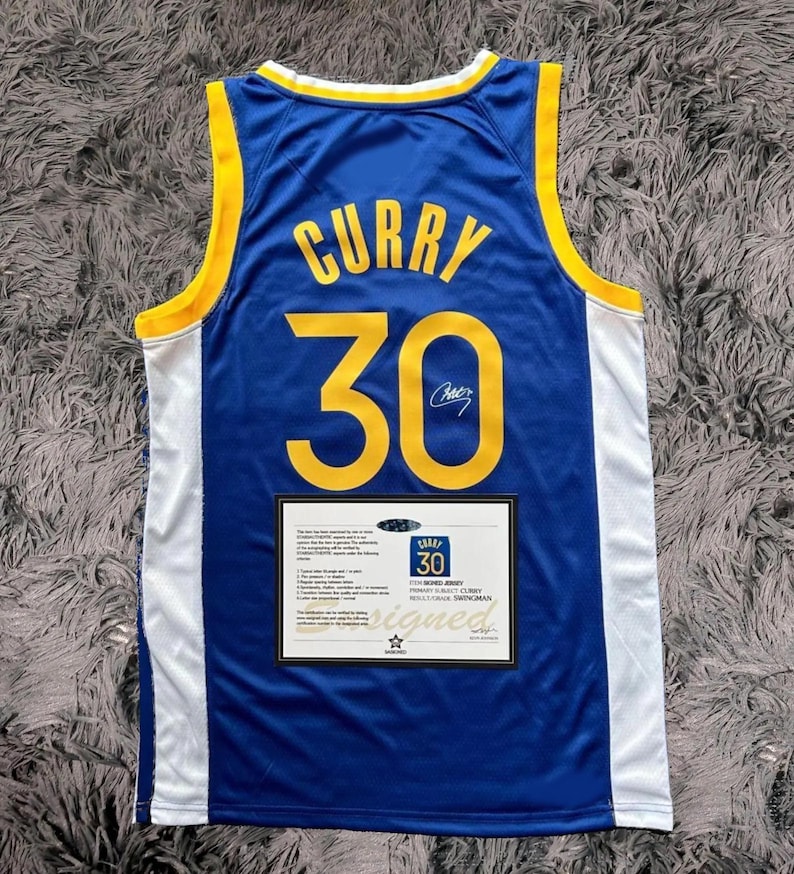 Stephen Curry SIGNED Signature Golden State Warriors Blue Home Shirt ...