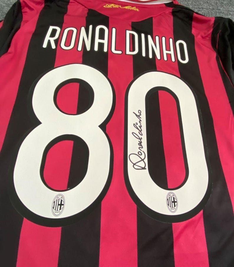 Ronaldinho Gaúcho SIGNED AC Milan 09/10 Home Jersey/shirt - COA - 2010 ...