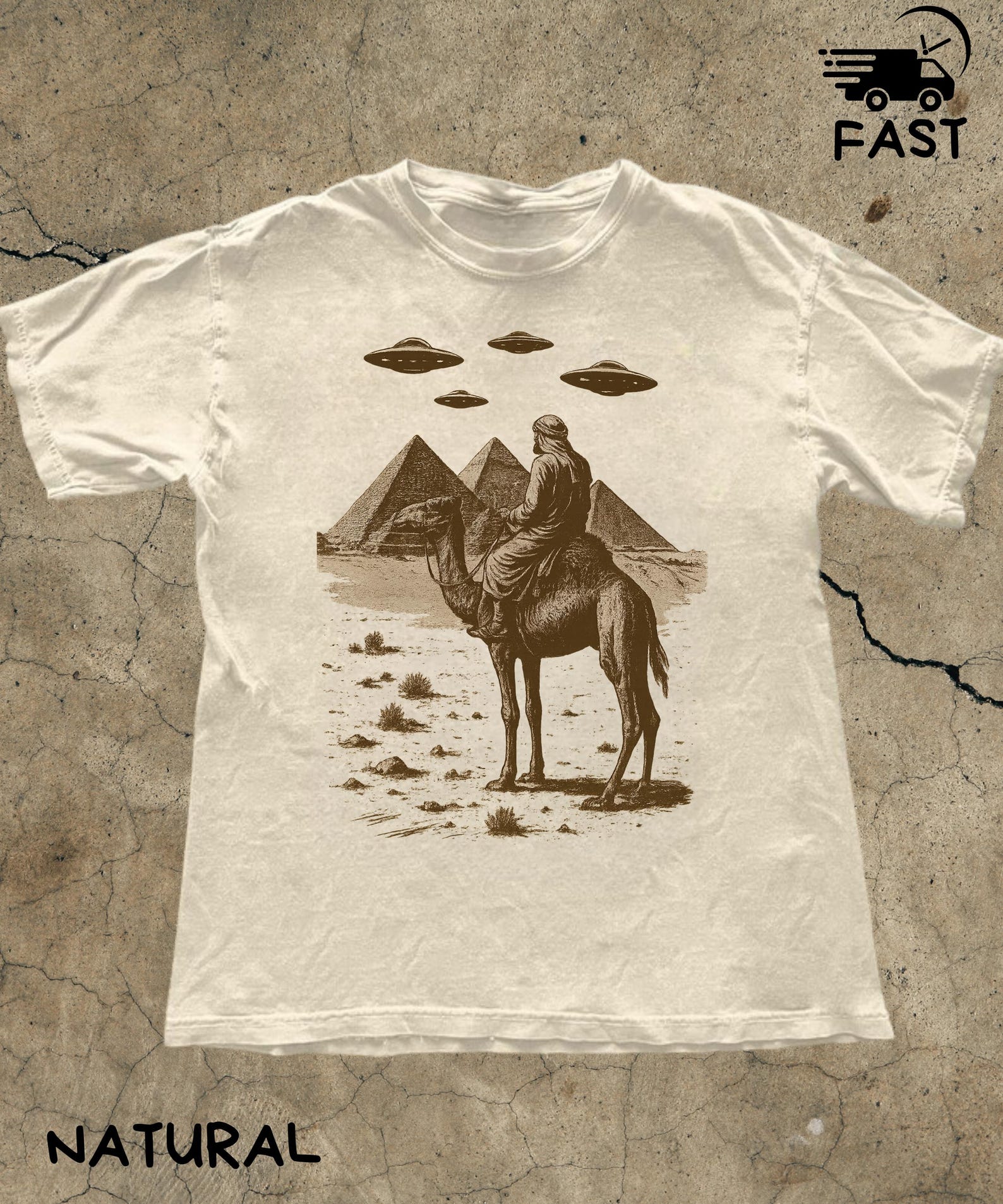Egypt Pyramids Ufo Desert Graphic Tee,vintage Travel T-shirt,ancient ...