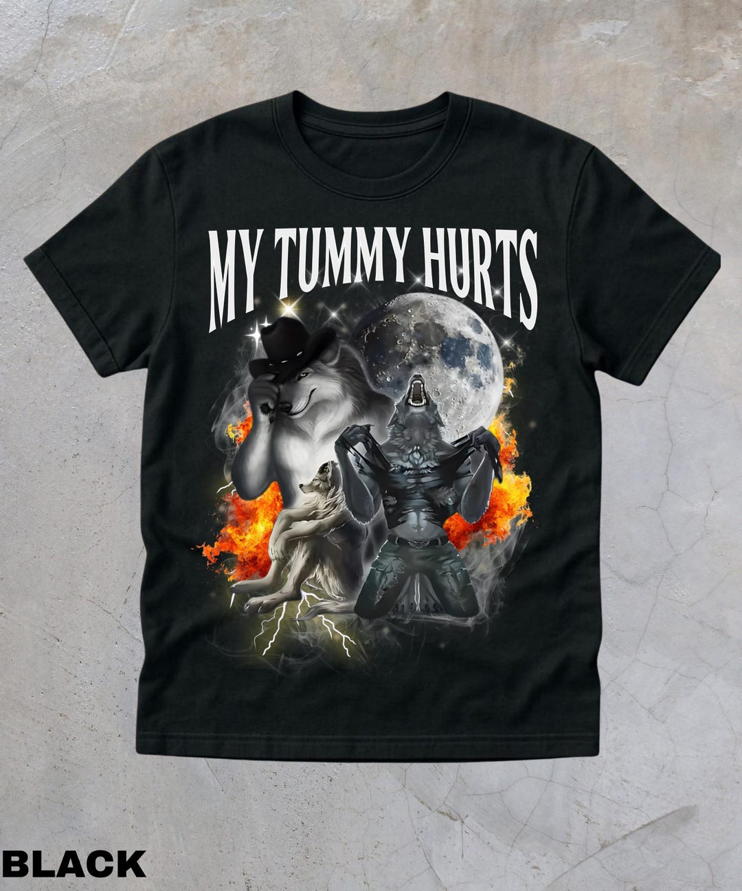 My Tummy Hurts Funny Werewolf Meme Graphic Shirt,cursed Meme Shirt,gag ...
