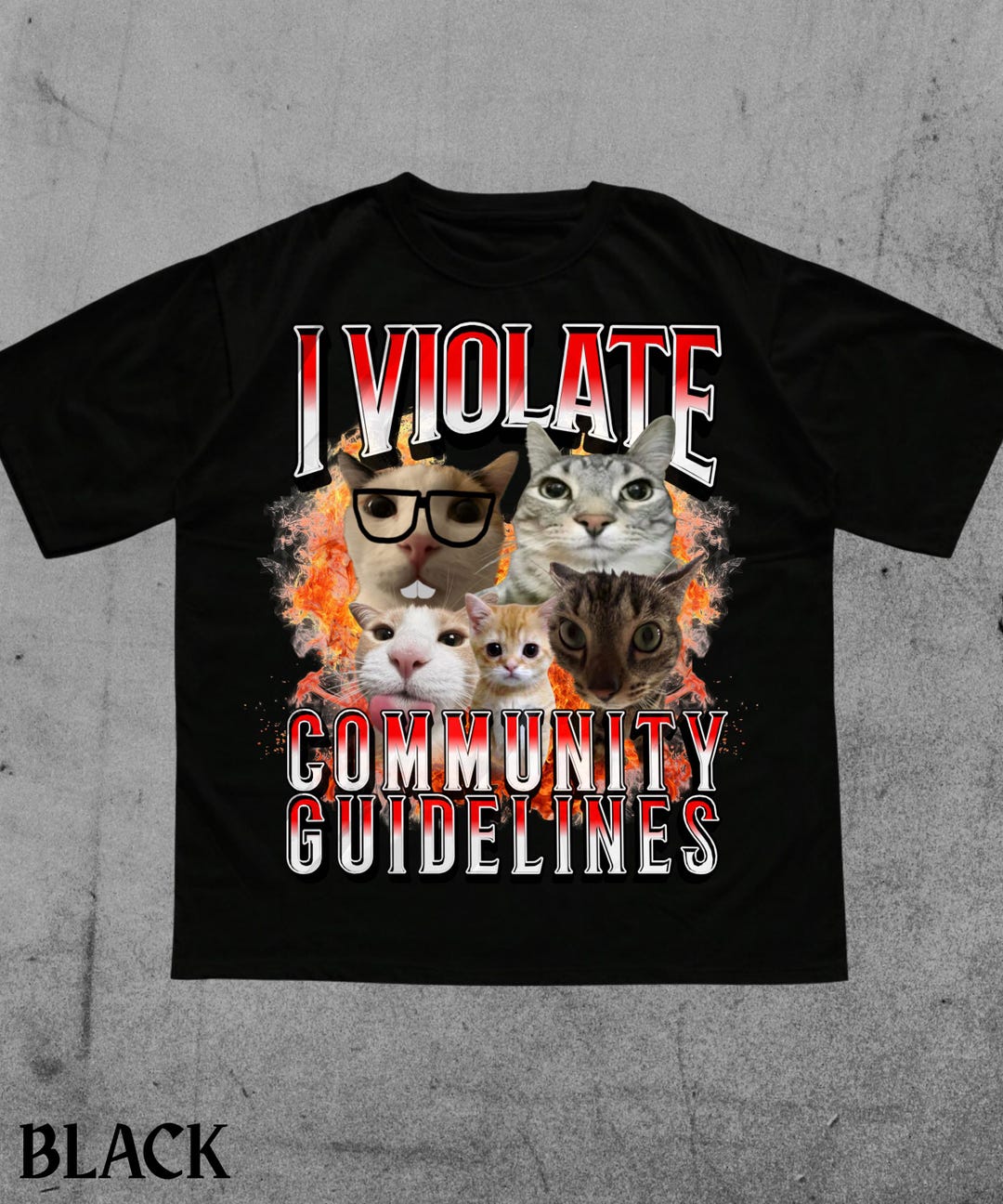 I Violate Community Guidelines Silly Cat Meme Shirt,cursed Cat Shirt ...