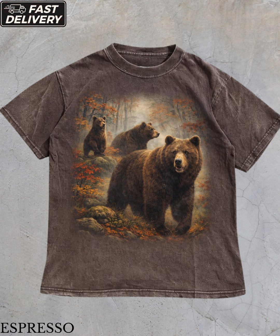 Retro Bear Autumn Forest T-shirt,wilderness Wildlife Nature Tee,rustic ...