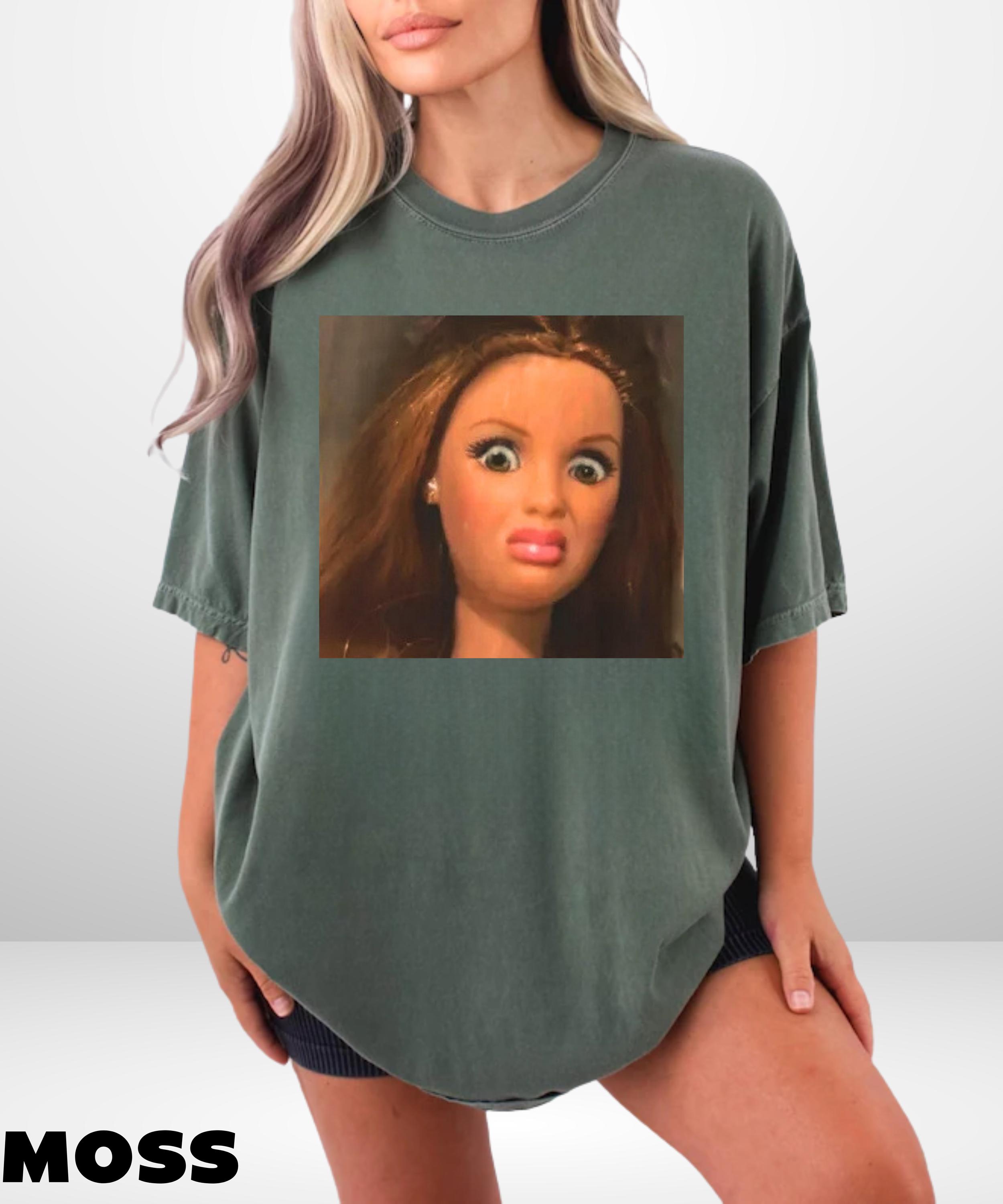 Funny Distressed Doll Face Meme T-shirt,gen Z Gag Gift,sarcastic Face ...