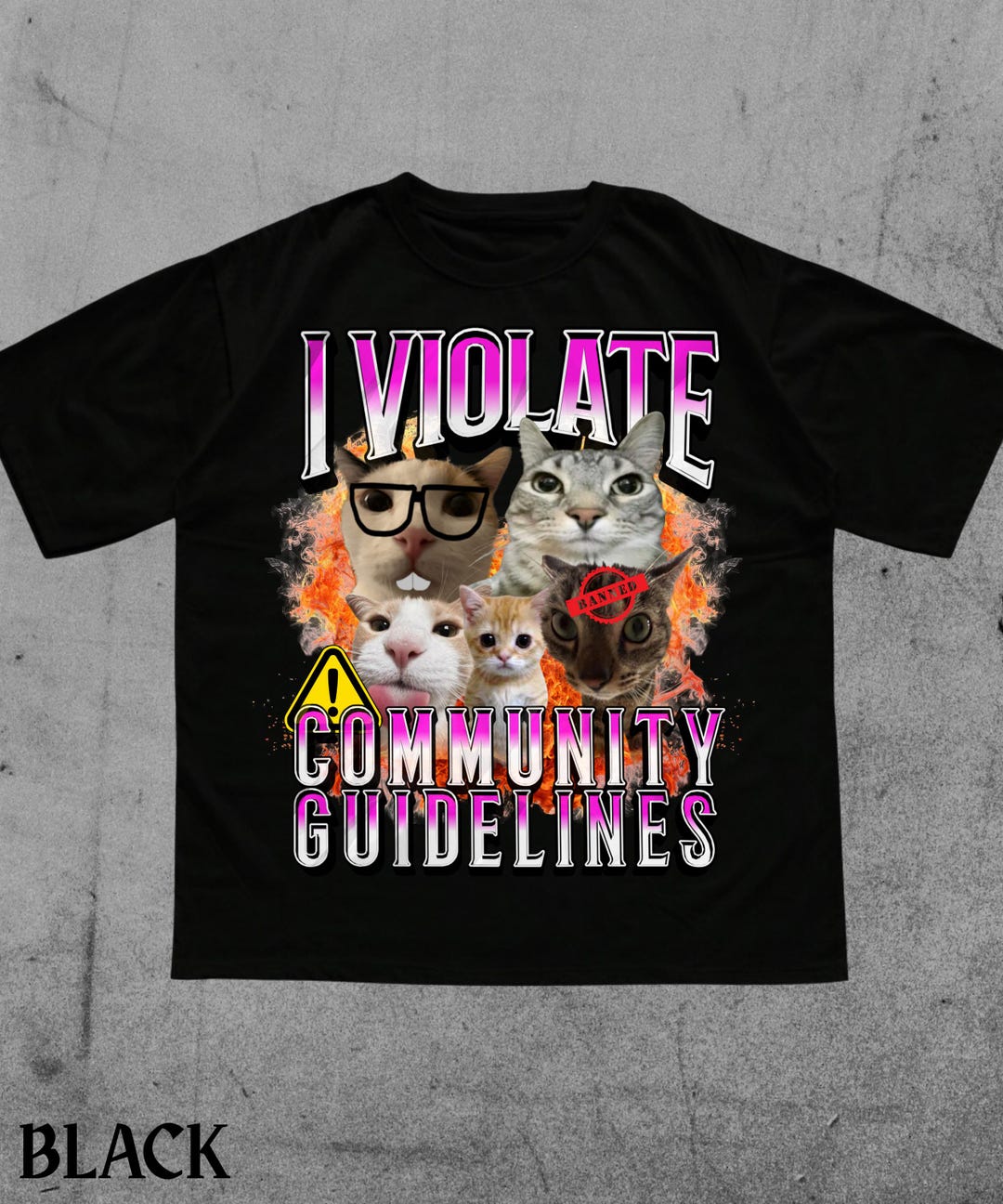 I Violate Community Guidelines Cat Meme T-shirt,silly Cat Meme Tee ...