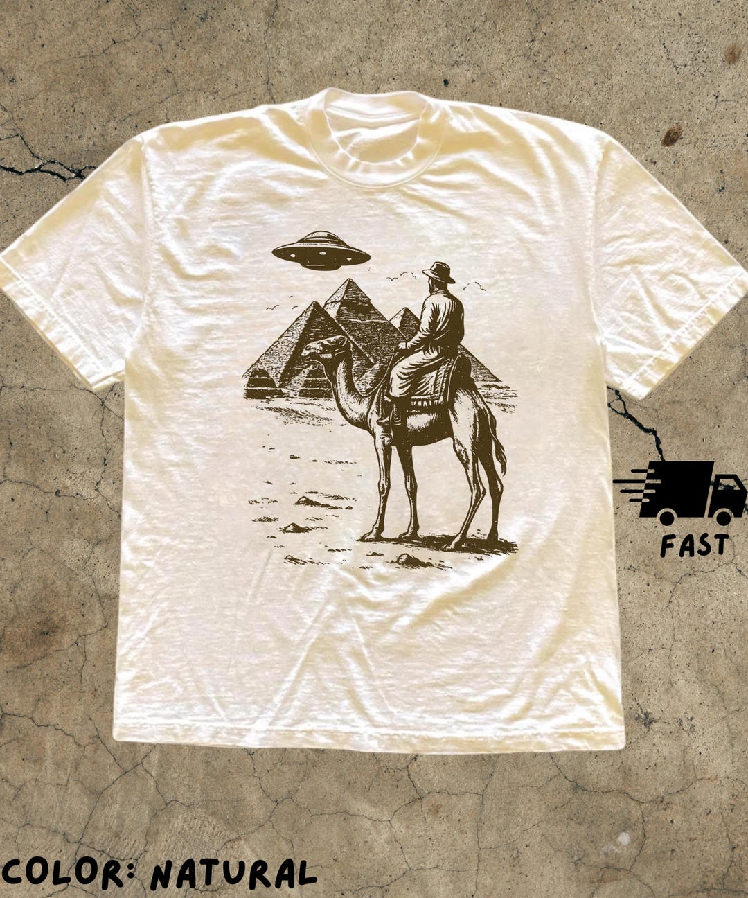 Egypt Pyramids Ufo Desert Graphic Tee,vintage Travel T-shirt, Retro ...