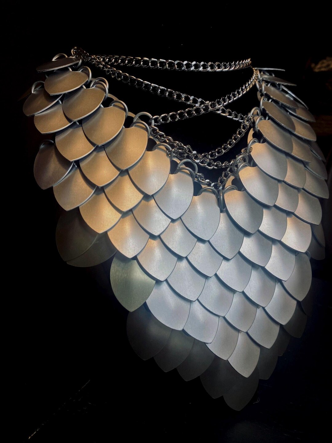 Valkyria Silver Winged Fantasy Armor Scalemail Gorget Collar With ...