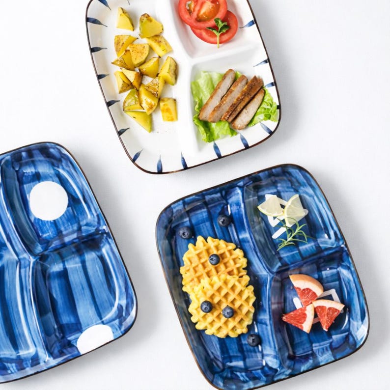 Japanese Style Ceramic Divided Plate | Three Compartment Dinner Plate ...
