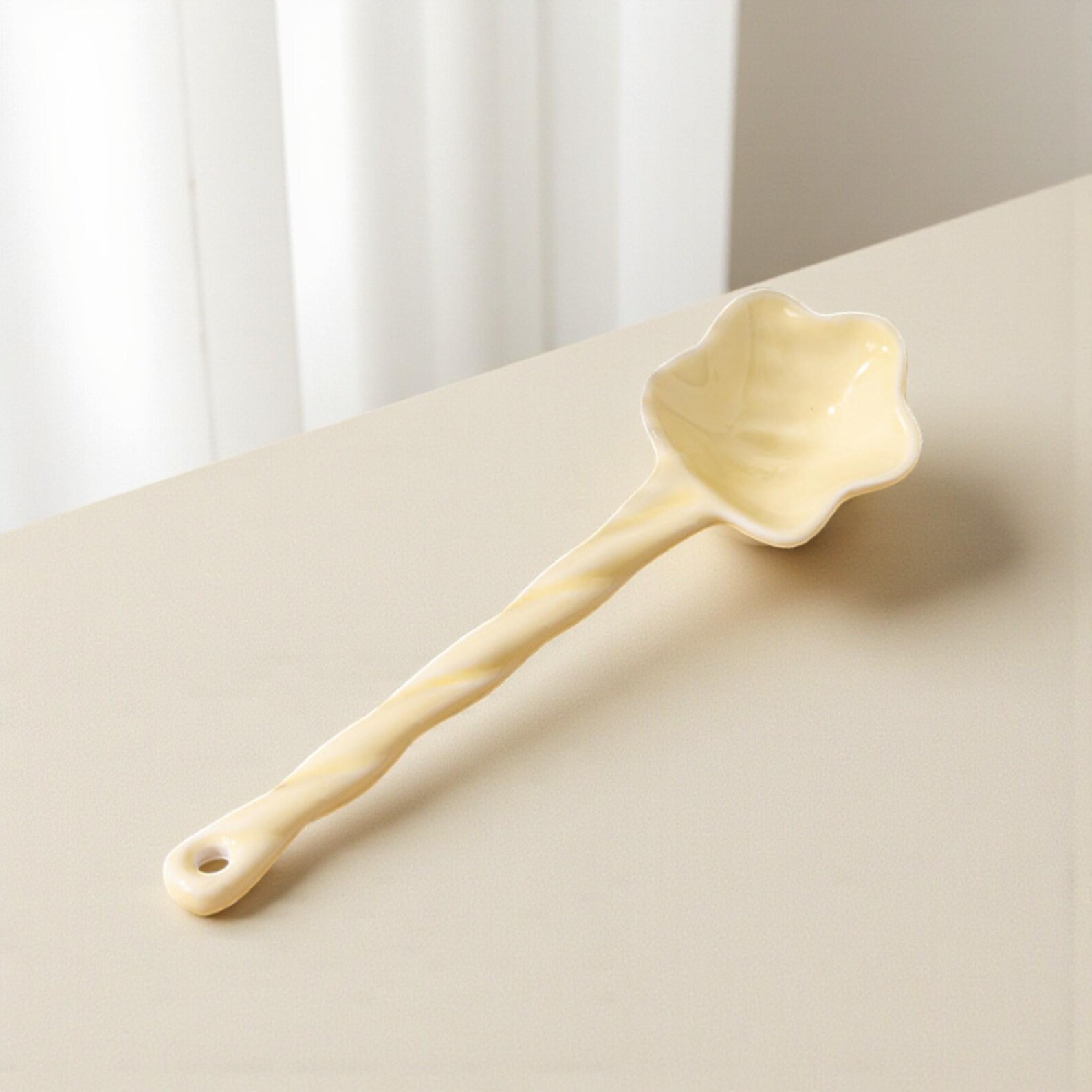 Ceramic Dessert Spoon – Star Flower Design, Aesthetic Coffee Cream ...