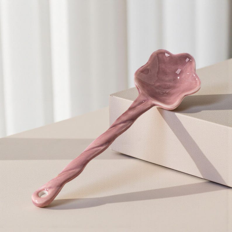 Ceramic Dessert Spoon – Star Flower Design, Aesthetic Coffee Cream ...
