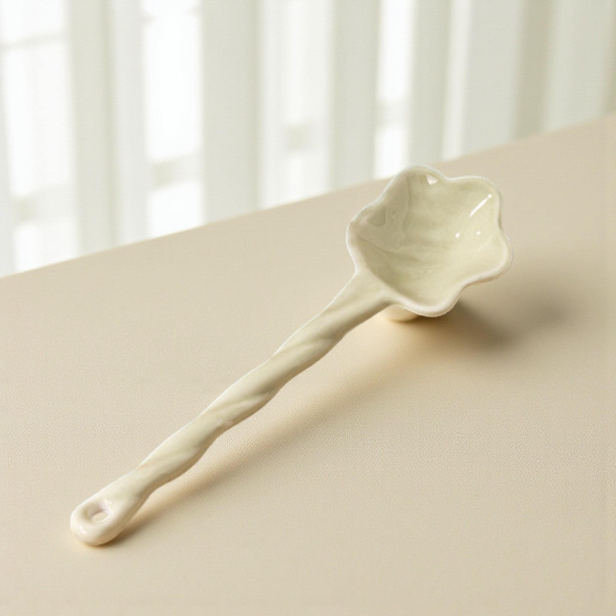 Ceramic Dessert Spoon – Star Flower Design, Aesthetic Coffee Cream ...