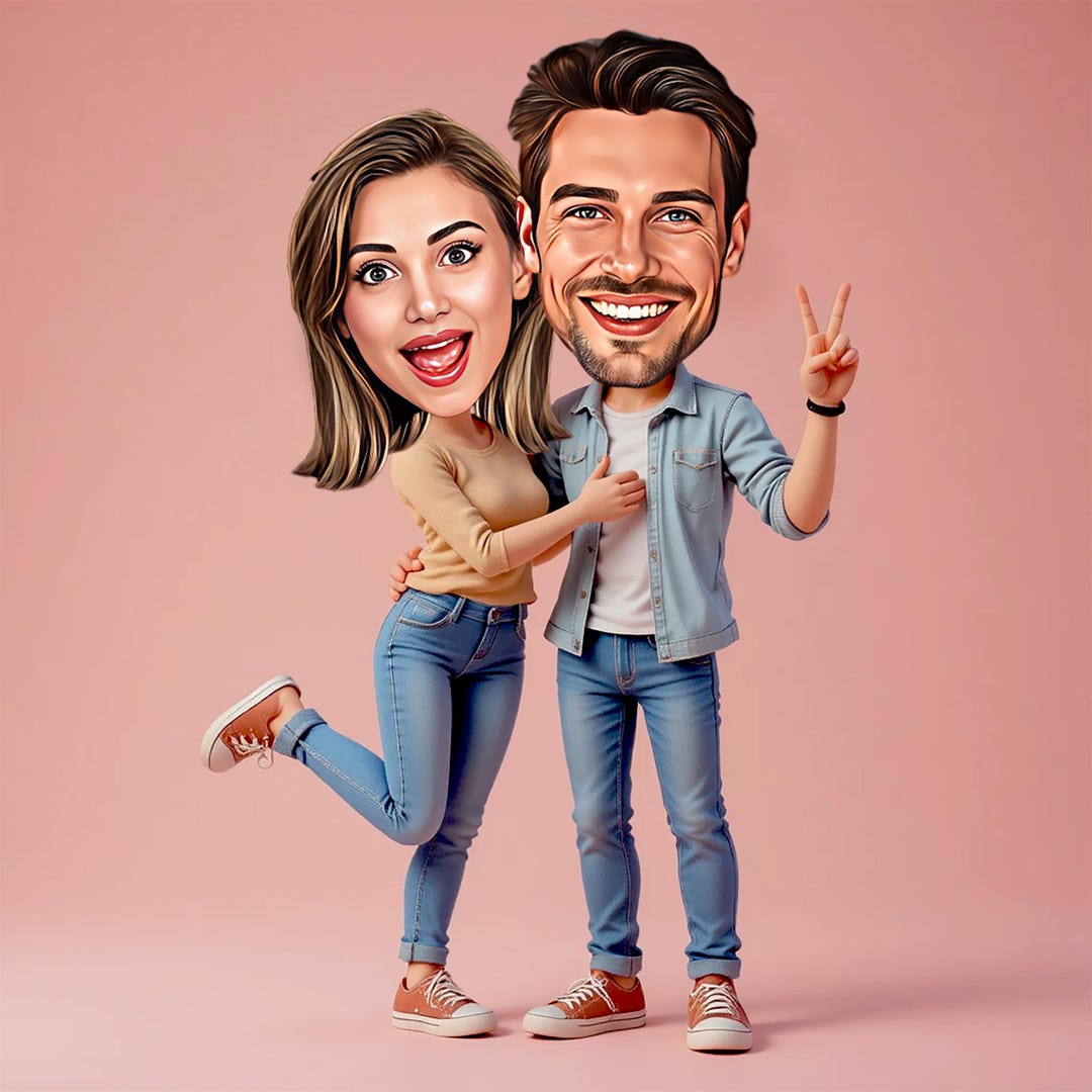 Personalized Couple Caricature | Custom Cartoon Portrait (digital) - Etsy