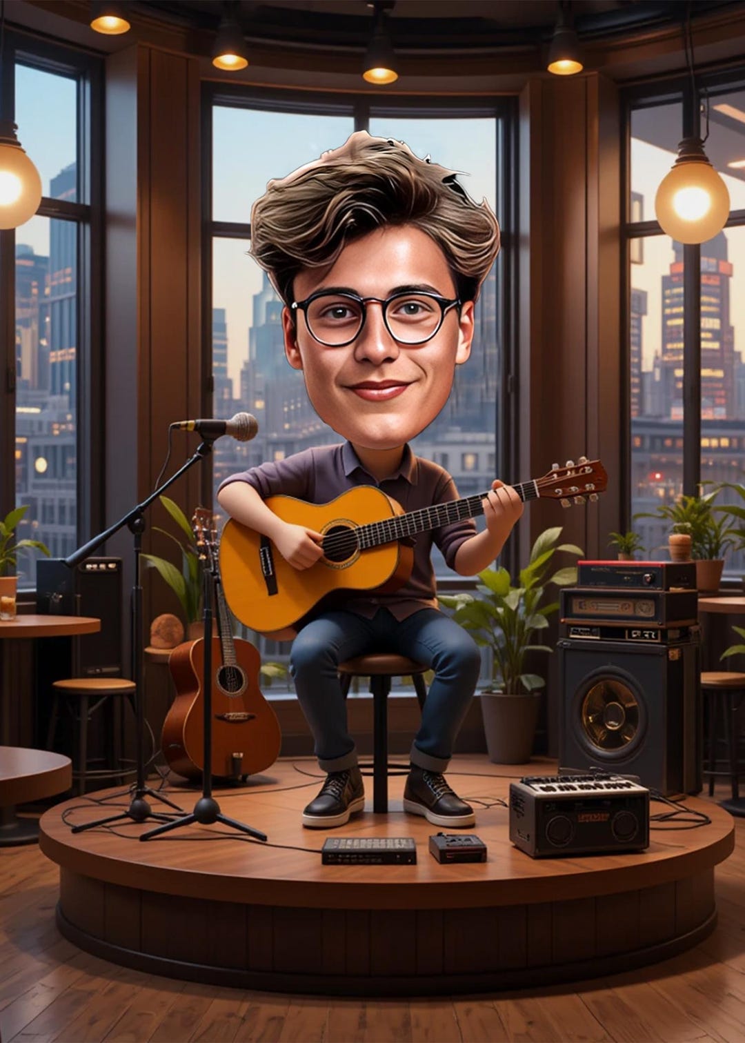 Custom Singer Caricature: Personalized Cartoon Portrait Gift (digital ...