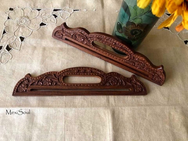 Vintage India Wooden Hand Carved Purse Handles, Unique Purse/handbag ...