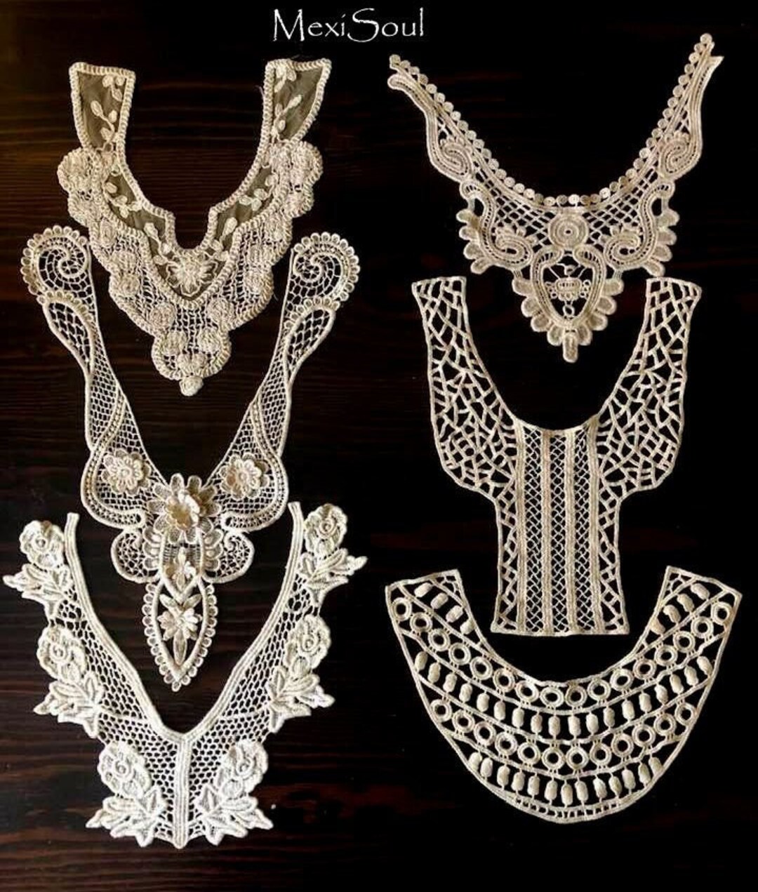 Designer Lace Collars/inserts/set of 6/designer Supplies/sewing/bridal ...