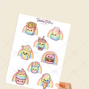 Cutesy Rainbow Food Stickers – Cute Kawaii Style PNG Bundle – Food ...