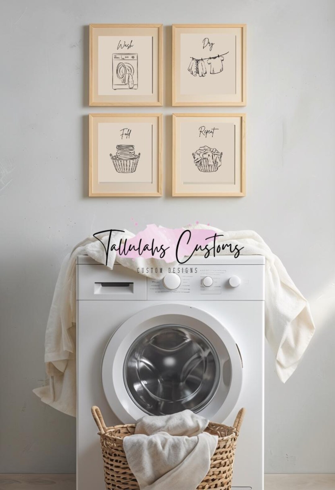 Laundry/utility Room Wall Art Set – "wash, Dry, Fold, Repeat" – A4 ...