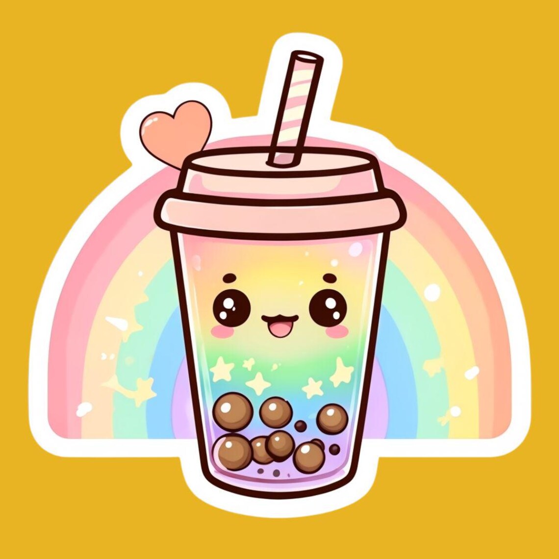 Cutesy Rainbow Food Stickers – Cute Kawaii Style PNG Bundle – Food ...