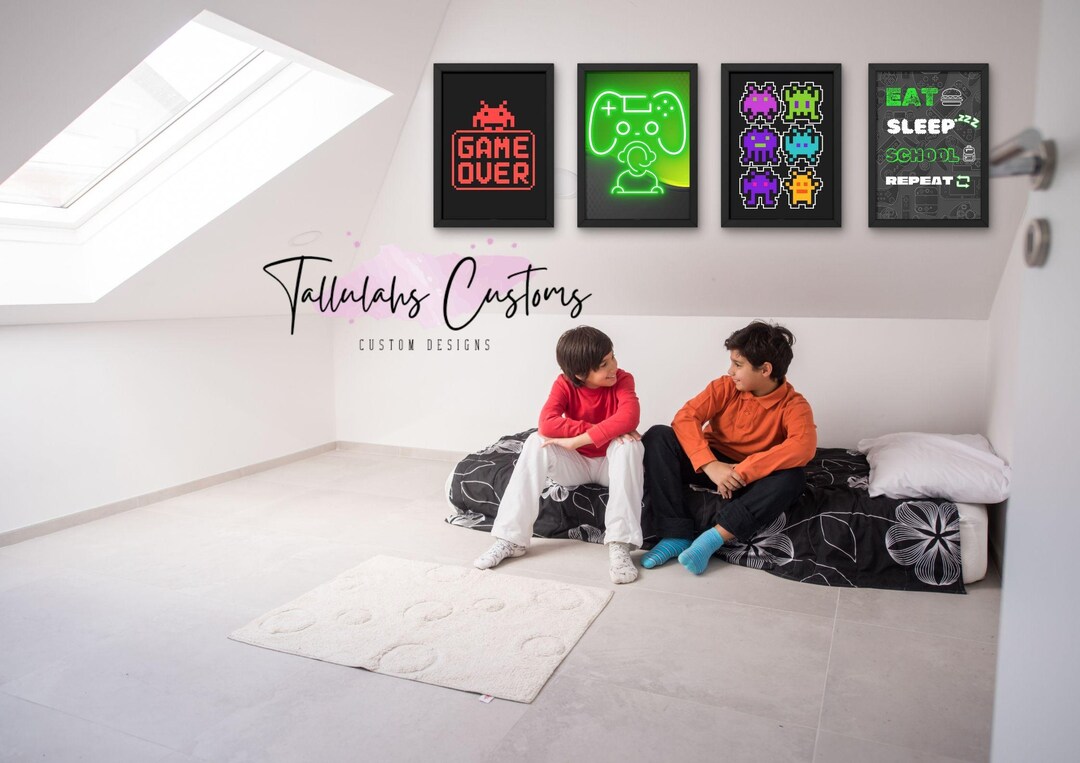 Gaming Posters for Kids Room – Neon Gamer Prints – Pixel Art, Joystick ...