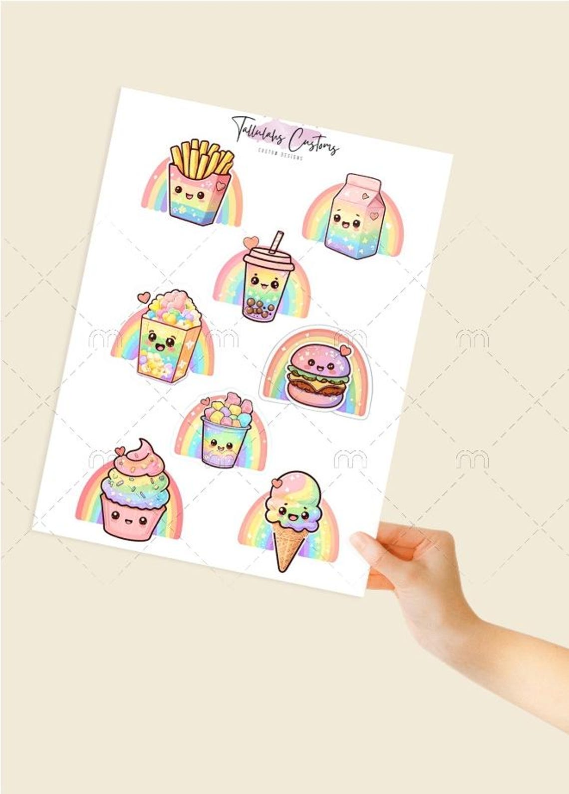 Cutesy Rainbow Food Stickers – Cute Kawaii Style PNG Bundle – Food ...