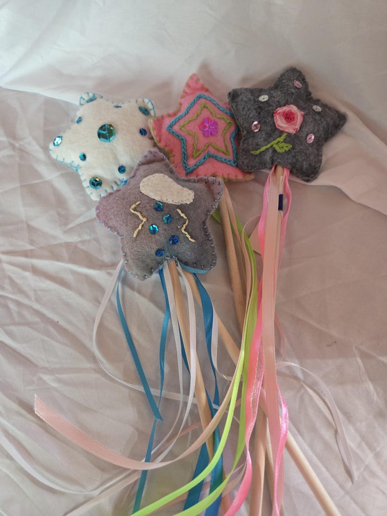 Wool Felt Fairy Wand - White and Turquoise - Etsy