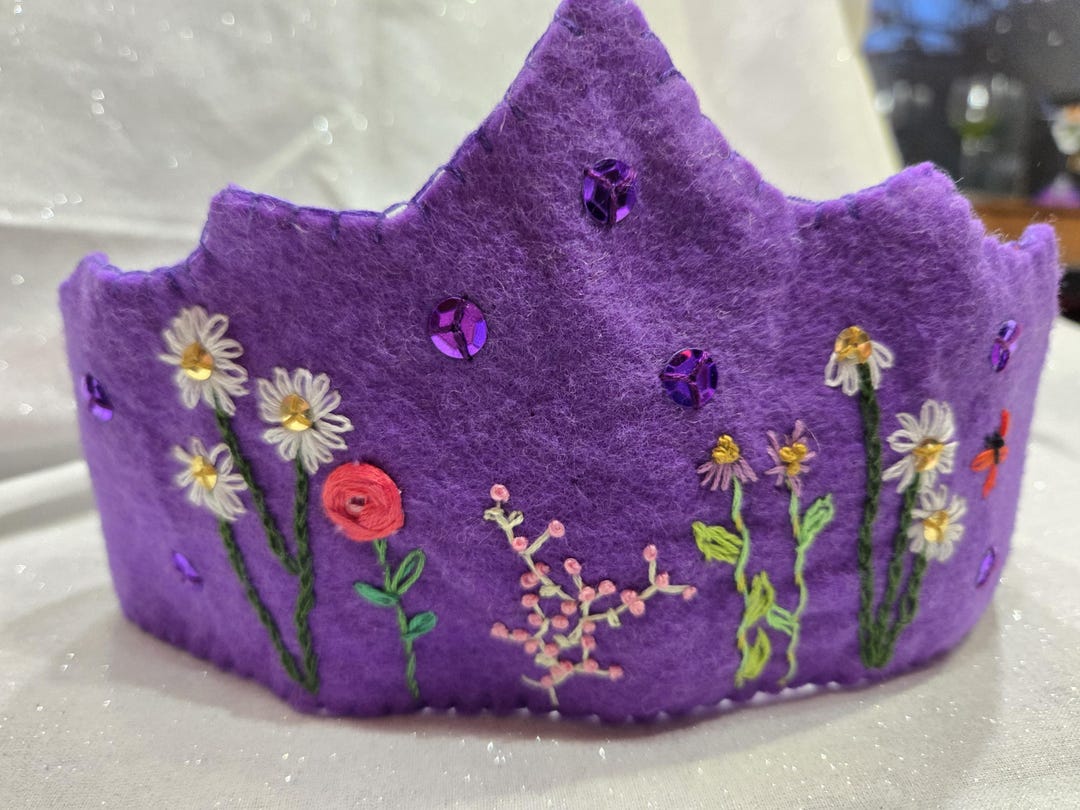 Hand Sewn and Embroidered Wool Felt Crown - Etsy