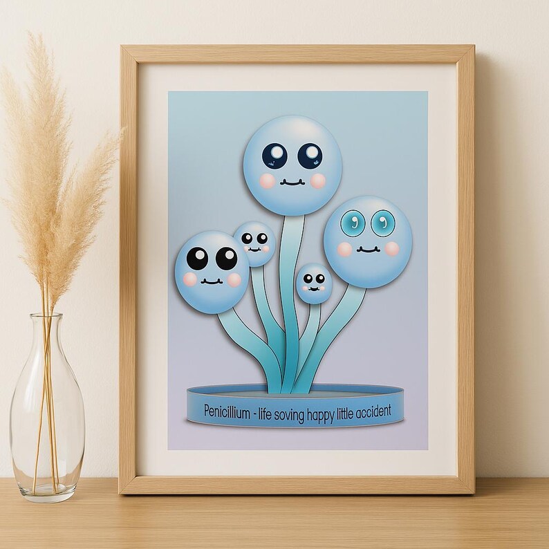 Penicillium Poster – Funny Microbiology Wall Art | Cute Science Print ...