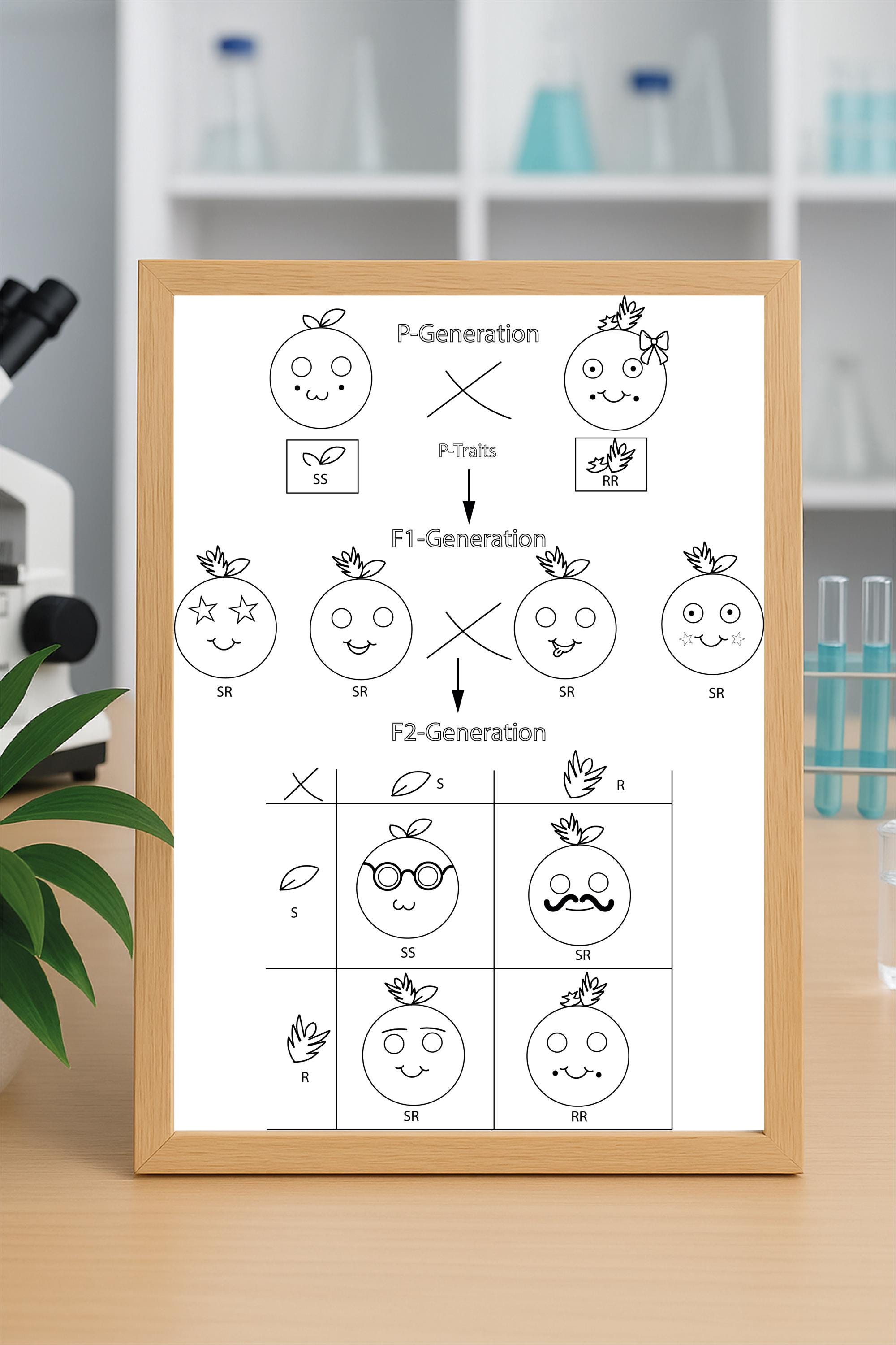 Mendelian Genetics Coloring Page – Inheritance of Traits, Punnett ...