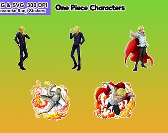 One Piece Sanji Sticker Pack - 9 PNG 9 SVG Digital Stickers Bundle for ...