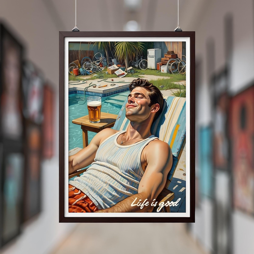 Retro Poolside Poster Vintage 1950s Summer Vibes Art Print Illustration ...