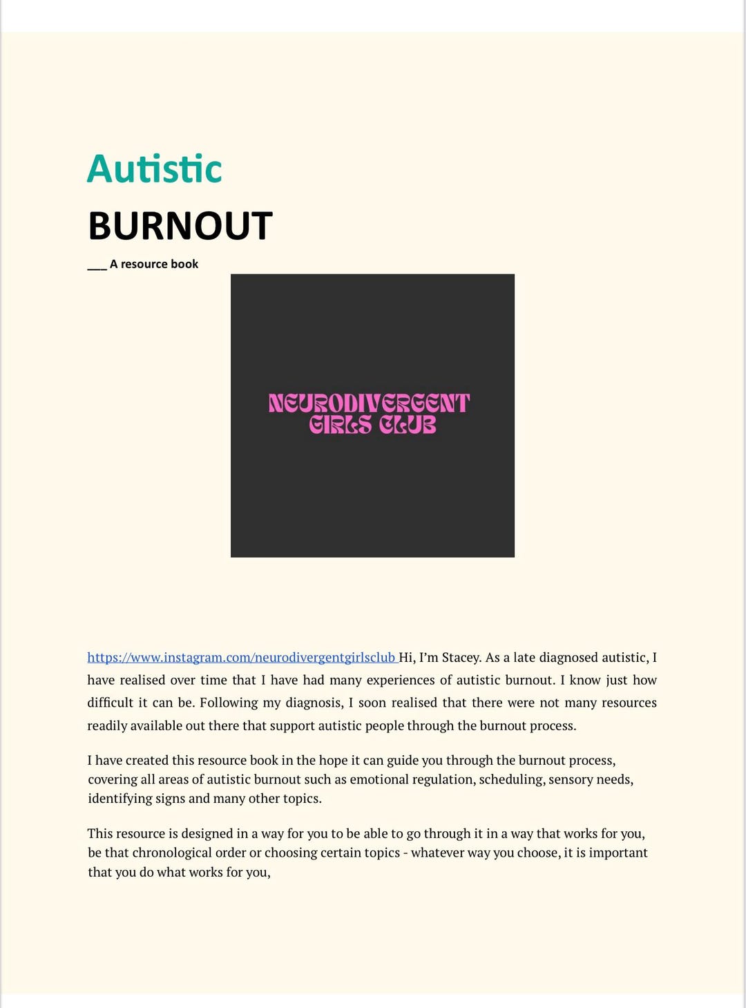 Autistic Burnout Workbook - Etsy