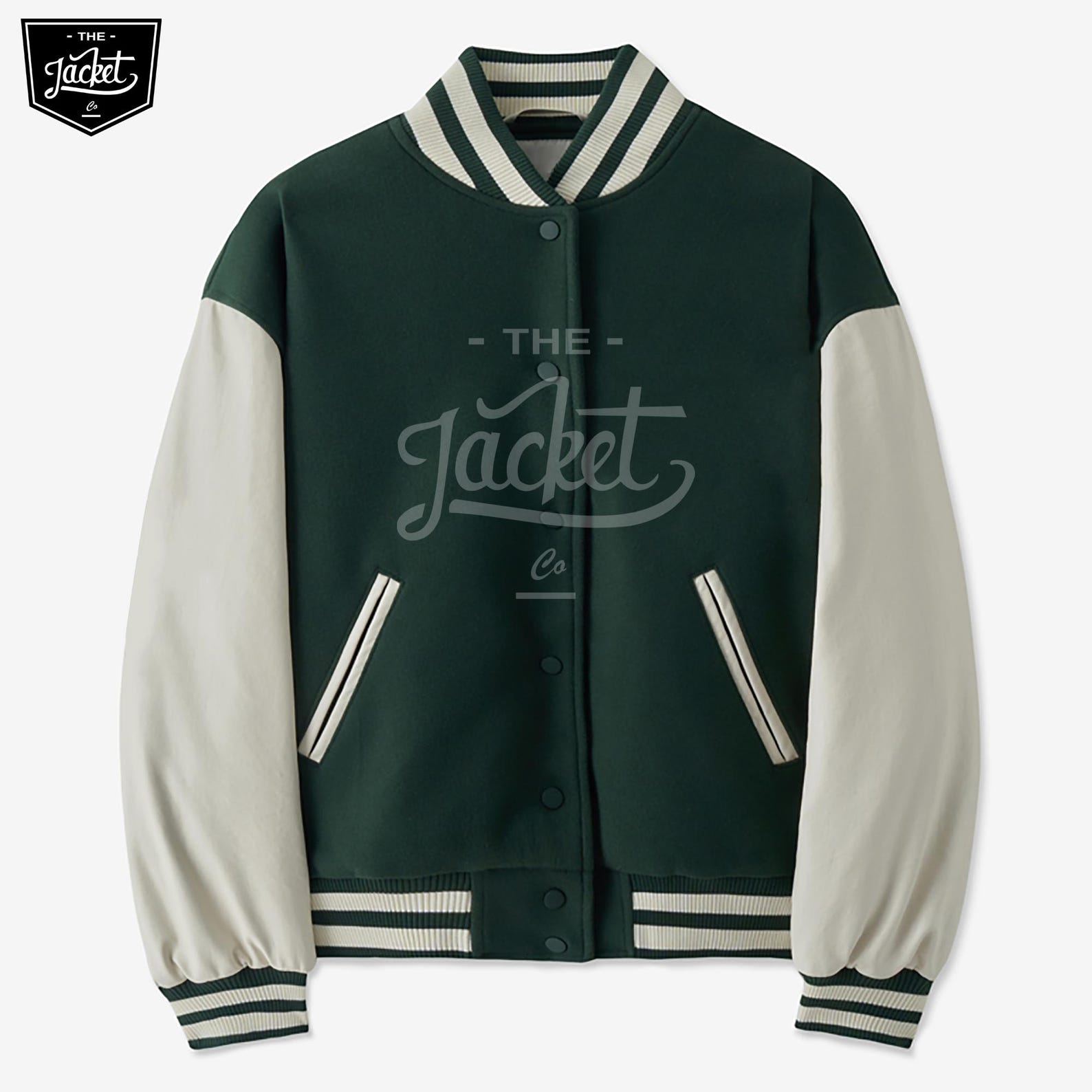 Varsity Letterman Baseball in Green Wool and Genuine Black Raxeen ...