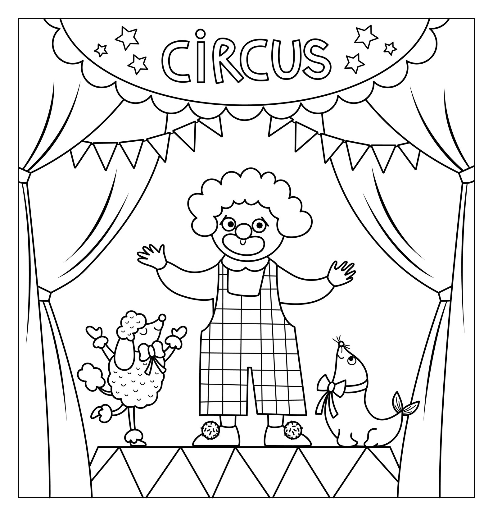 CIRCUS Themed - Printable Coloring Pages - ART (bundle, BW) - Etsy