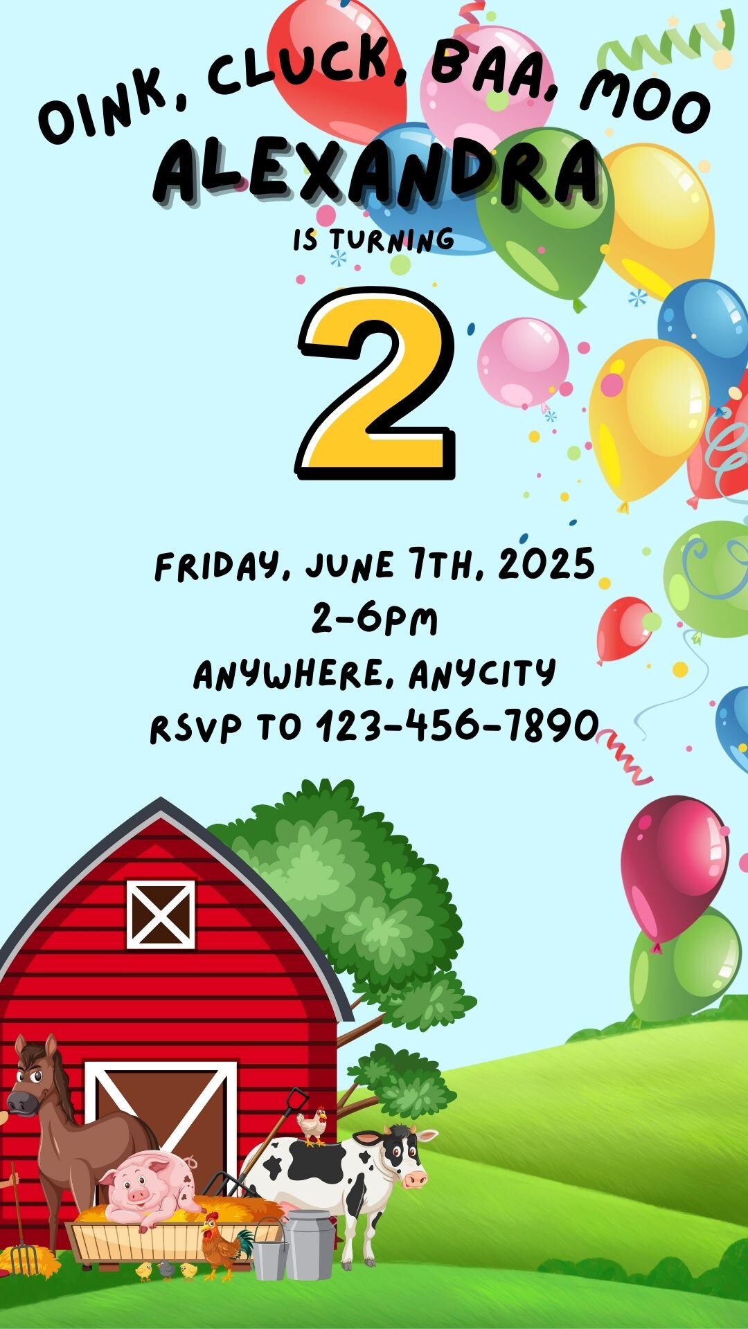 Farm Theme Birthday Party Invitation - Etsy