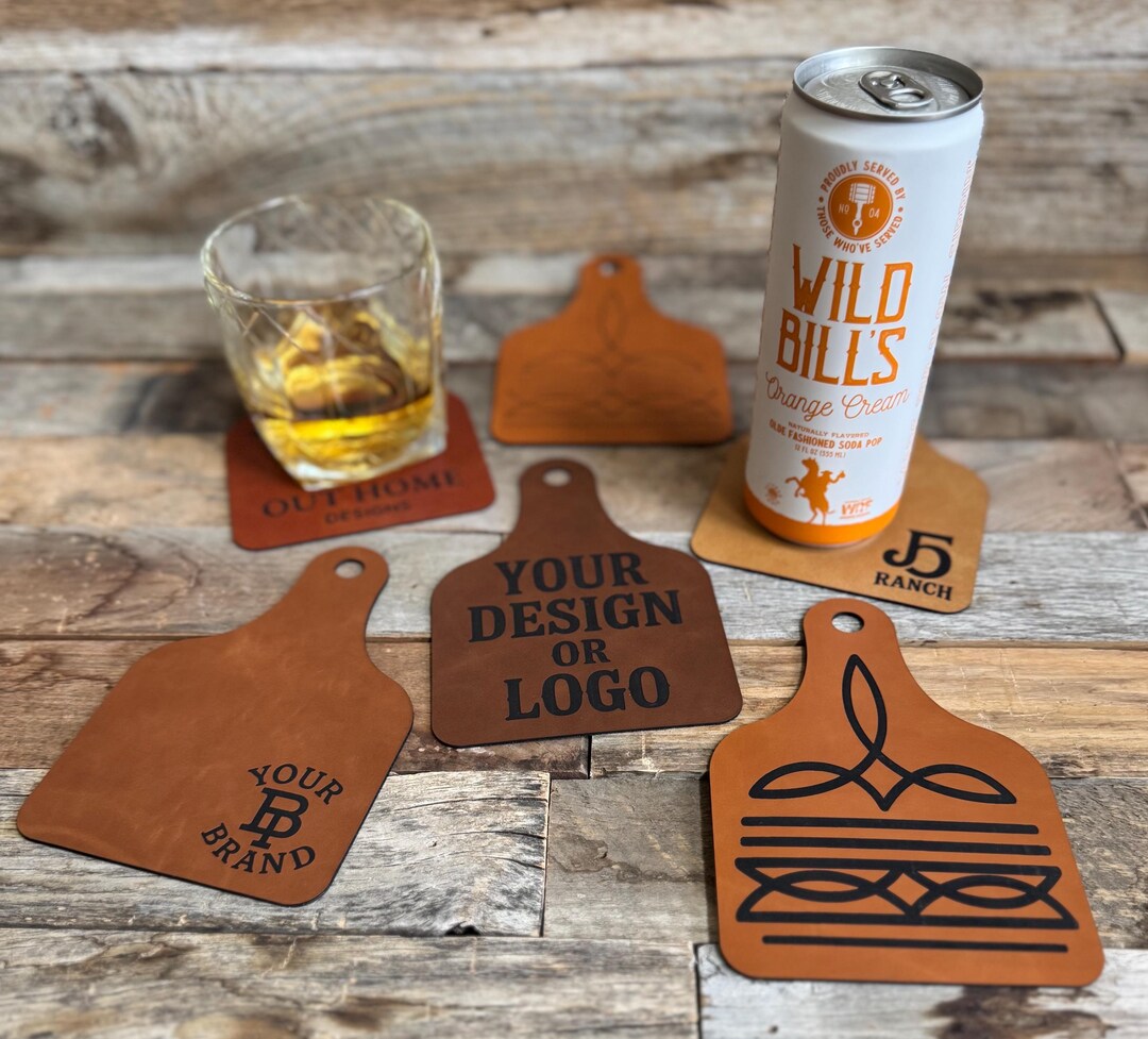 Custom Leatherette Cow Tag Coaster: Cowgirl or Cowboy Gift, Western ...