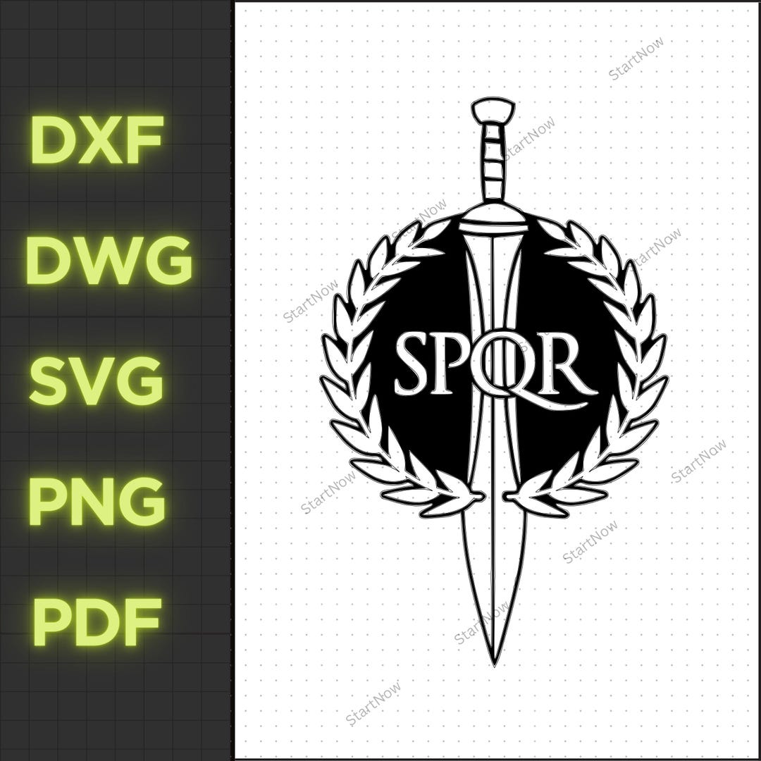 SPQR Coat of Arms DXF, DWG, Svg, Png, Pdf File Wall Sticker Cnc Cutting ...