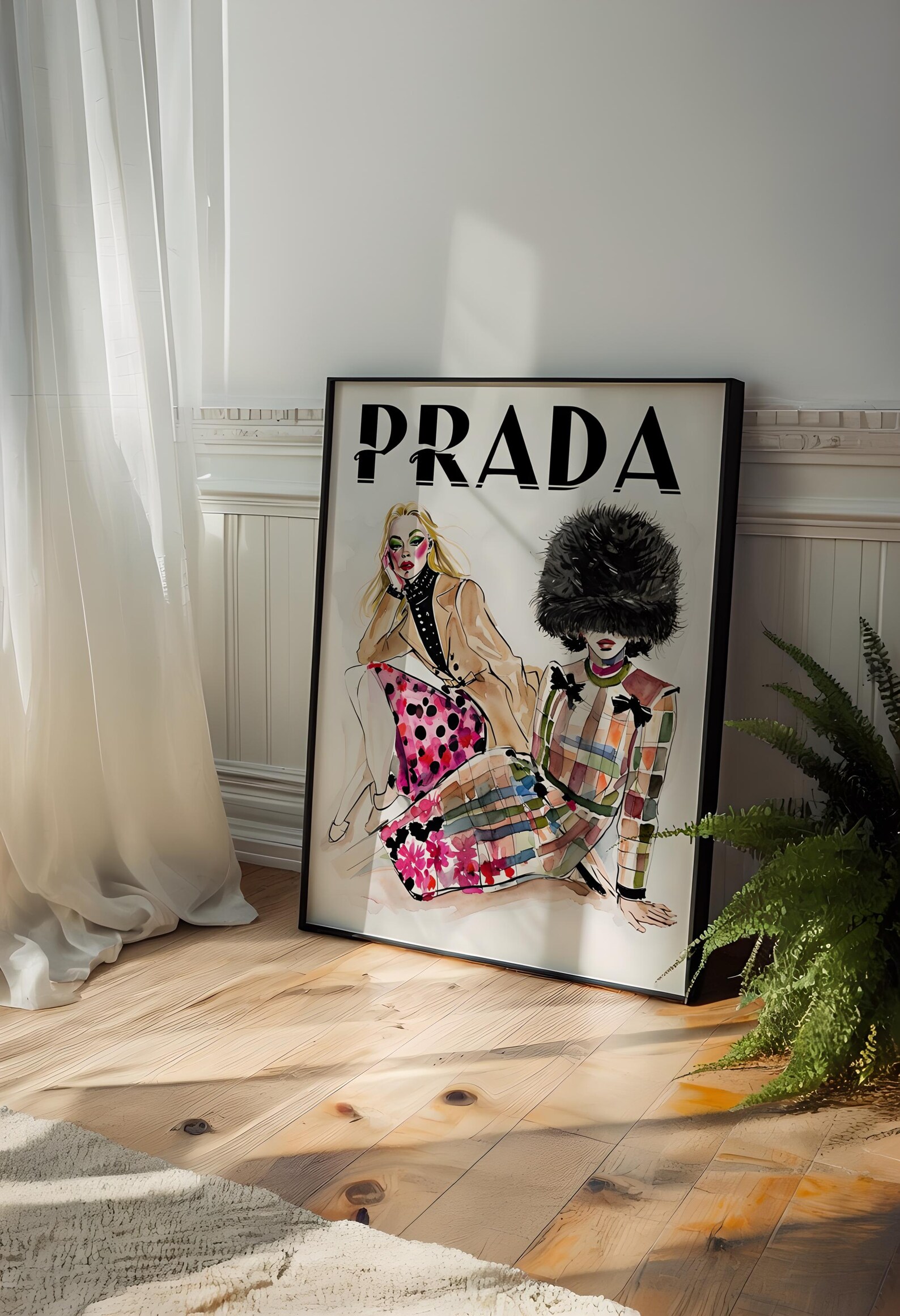Hand-drawn Prada Fashion Illustration - High Fashion Watercolor Sketch ...