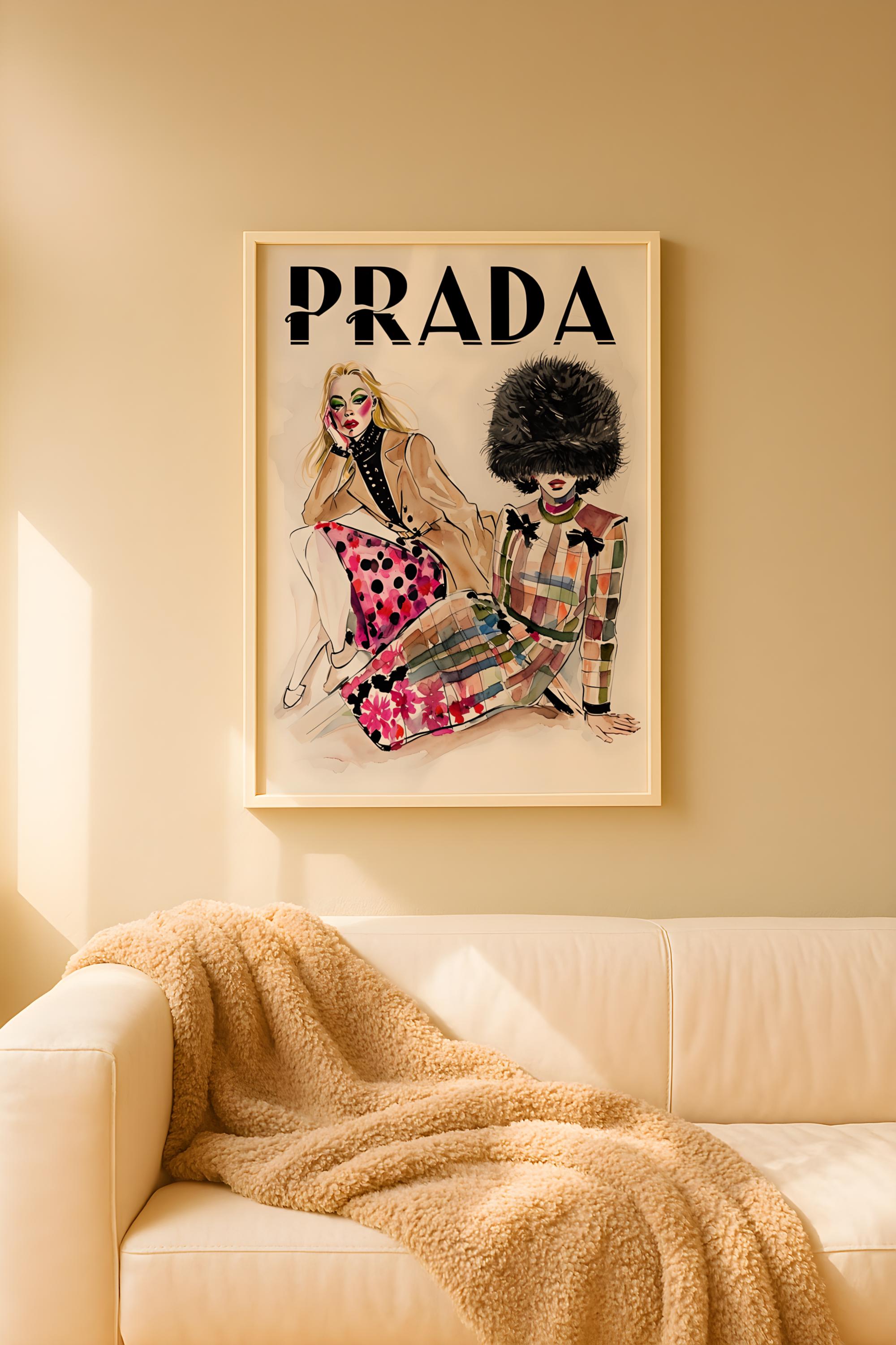 Hand-drawn Prada Fashion Illustration - High Fashion Watercolor Sketch ...