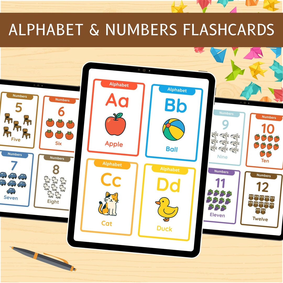 BUNDLE Alphabet and Numbers Flashcards for Kids – ABC 123 Printable for ...