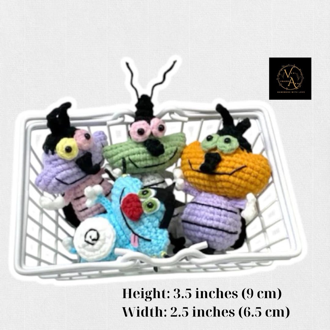 Handmade Oggy and the Cockroaches Keychain - Cute Crochet Plush - Etsy