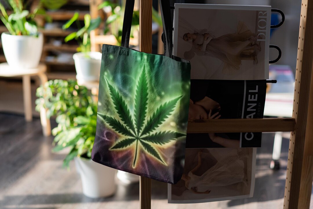 Tote Bag Marijuana Plant Design Weed Lover Gift Hippie Bag Beach Bag ...